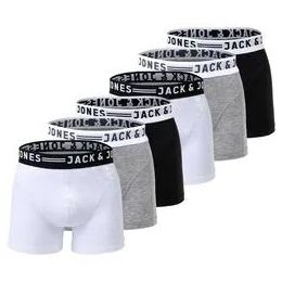 Jack & Jones Boxershorts JACK & JONES "Boxershort SENSE TRUNKS 3 PACK 6er Pack", Herren, Gr. XXL, bunt (schwarz, grau, wei&szlig;), Obermaterial: 95% Baumwolle CO. 5% Elasthan EL., Unterhosen