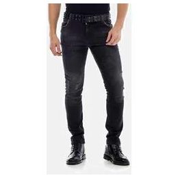 Cipo & Baxx Slim-fit-Jeans CIPO & BAXX "Jeans", Damen, Gr. 33, L&auml;nge 32, schwarz, 98% Baumwolle, 2% Elasthan, unifarben, slim fit lang, Jeans Slim-fit-Jeans, mit Nietendetails, CD-426