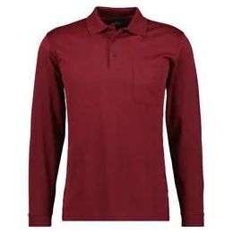 Poloshirt Ragman "Poloshirt Soft Knit Polo Knopf Langarm", Herren, Gr. 5XL, rot, Obermaterial: 70% Baumwolle CO. 30% Polyester PES., Shirts