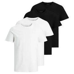 Jack & Jones T-Shirt JACK & JONES "T-Shirt JACBASIC CREW NECK TEE 2PK 4er Pack", Damen, Gr. L, schwarz (schwarz, wei&szlig;), Obermaterial: 100% Baumwolle CO., Shirts T-Shirt
