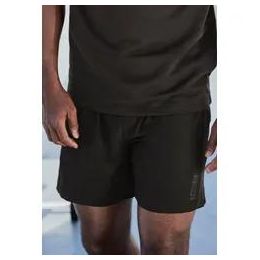 Shorts Le Jogger, Herren, Gr. S (44/46), N-Gr, schwarz, Obermaterial: 88% Polyester, 12% Elasthan, Mesh, bedruckt, unifarben, Basic ca. Mitte Oberschenkel, Hosen Shorts, mit seitliche Mesheinsatz und Rei&szlig;verschlusstaschen