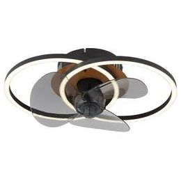 Globo LIGHTING Deckenleuchte "KAREN", schwarz (schwarz matt), 1 Stk., Leuchten, Deckenventilator, Deckenlampe, moderner Ventilator, Holz Optik, Deckenleuchte