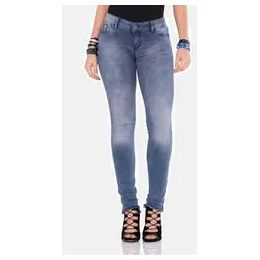 Cipo & Baxx Regular-fit-Jeans CIPO & BAXX "Jeans", Damen, Gr. 29, L&auml;nge 34, blau, 98% Baumwolle, 2% Elasthan, unifarben, Basic, regular fit lang, Jeans, in Regular-Fit, WD355