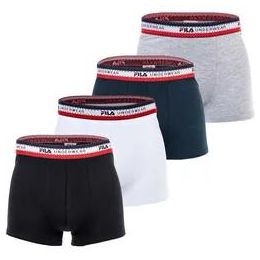 Boxershorts Fila "Boxershort 4er Pack", Herren, Gr. XXL, bunt (schwarz, wei&szlig;, grau, blau), Obermaterial: 95% Baumwolle CO. 5% Elasthan EL., Unterhosen
