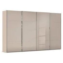 Schwebet&uuml;renschrank Rauch "Kleiderschrank Schrank Garderobe Schlafzimmerschrank SCALE-TRIO", beige (fango, glas fango, griffleisten chrom), B:360cm H:223cm T:68cm, Holzwerkstoff, Schr&auml;nke, Schwebet&uuml;renschrank, edle dreigeteilte Front mit 2 Zierleisten Glasfront MADE IN GERMANY