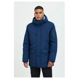 Dufflecoat Blend "BHOuterwear", Herren, Gr. S, blau (marineblaus), 100% Polyester, unifarben, Basic, regular fit normal, M&auml;ntel, W&auml;rmender Steppmantel mit Kapuze