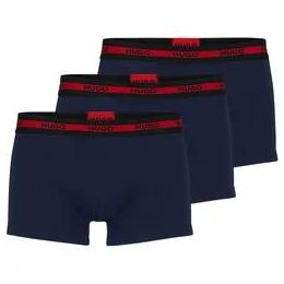 Boxershorts Hugo "Boxershort TRUNK TRIPLET PLANET 3er Pack", Herren, Gr. L, blau, Obermaterial: 95% Baumwolle CO. 5% Elasthan EL., Unterhosen