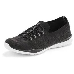 Sneaker Lascana "Slipper, Halbschuh, Slip-On-Sneaker", Damen, Gr. 40, schwarz (schwarz meliert), Obermaterial: 100% Textilmaterial. Decksohle: 100% Textilmaterial. Futter: 100% Textilmaterial. Laufsohle: 100% Synthetik, meliert, Basic, Schuhe Sneaker, aus leichtem Textil-Material VEGAN, Topseller