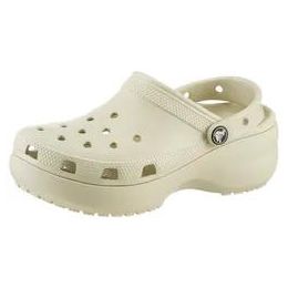 Clog Crocs "Classic Platform Clog W", Damen, Gr. 36, beige (bone), CrosliteTM, unifarben, Schuhe Clog, Sommerschuh, Schlappen, Hausschuh, trendige Plateausohle