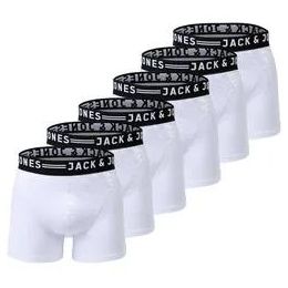 Jack & Jones Boxershorts JACK & JONES "Boxershort SENSE TRUNKS 3 PACK 6er Pack", Herren, Gr. XL, wei&szlig;, Obermaterial: 95% Baumwolle CO. 5% Elasthan EL., Unterhosen