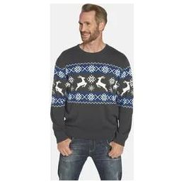 Rundhalspullover Jan Vanderstorm "Pullover TORE", Herren, Gr. XL, grau (grau gemustert), Obermaterial: 50% Baumwolle CO. 50% Polyacryl PAN., gemustert, normal, Rundhals, Pullover Rundhalspullover