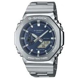 Chronograph Casio G-SHOCK, silber (jeansblau, silberfarben), Armbanduhren, Damen, Chronograph, Quarzuhr Armbanduhr,Herren,digital,bis 20bar wasserd.,Edelstahlarmband