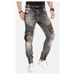 Cipo & Baxx Cargojeans CIPO & BAXX "Jeans", Herren, Gr. 36, L&auml;nge 32, schwarz, 98% Baumwolle, 2% Elasthan, unifarben, skinny fit lang, Jeans, mit elastischen B&uuml;ndchen am Saum, CD-446