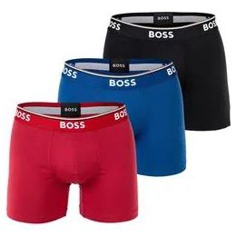 Boxershorts BOSS "Boxershort BoxerBr 3P Power 3er Pack", Herren, Gr. XXL, bunt (rot, blau, schwarz), Obermaterial: 95% Baumwolle CO. 5% Elasthan EL., Unterhosen