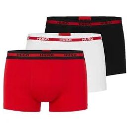 Boxershorts Hugo "Boxershort TRUNK TRIPLET PLANET 3er Pack", Herren, Gr. L, bunt (schwarz, rot, wei&szlig;), Obermaterial: 95% Baumwolle CO. 5% Elasthan EL., Unterhosen