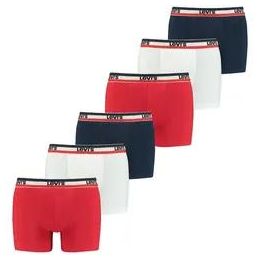 Levi's Boxershorts LEVI'S "Boxershort MEN SPRTSWR LOGO BOXER BRIEF 3P 6er Pack", Herren, Gr. M, bunt (wei&szlig;, blau, rot), Obermaterial: 95% Baumwolle CO. 5% Elasthan EL., Unterhosen