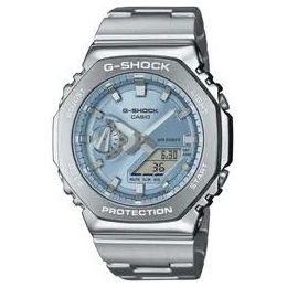Chronograph Casio G-SHOCK, silber (silberfarben, hellblau), Armbanduhren, Damen, Chronograph, Quarzuhr Armbanduhr,Herren,digital,bis 20bar wasserd.,Edelstahlarmband
