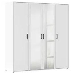 Dreht&uuml;renschrank Rauch "Kleiderschrank Schrank Garderobe W&auml;scheschrank VOYAGER", wei&szlig; (alpinwei&szlig;), B:187cm H:194cm T:53cm, Holzwerkstoff, Schr&auml;nke, Dreht&uuml;renschrank, mit modernen Griffen in Graumetallic und Spiegel