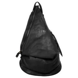 Cityrucksack Samantha Look, Damen, Gr. B/H/T: 30cm x 25cm x 10cm, onesize, schwarz, Leder, Rindsleder, unifarben, Rucks&auml;cke Cityrucksack, echt Leder, Made in Italy