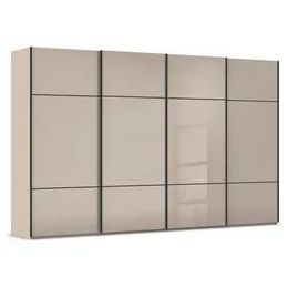 Schwebet&uuml;renschrank Rauch "Kleiderschrank Schrank Garderobe Schlafzimmerschrank SCALE-TRIO", beige (fango, glas fango, griffleisten schwarz), B:360cm H:223cm T:68cm, Holzwerkstoff, Schr&auml;nke, Schwebet&uuml;renschrank, edle dreigeteilte Front mit 2 Zierleisten Glasfront MADE IN GERMANY