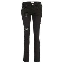 Cipo & Baxx Slim-fit-Jeans CIPO & BAXX "Jeans", Damen, Gr. 27, L&auml;nge 34, schwarz, 61% Baumwolle, 35% Polyester, 4% Elasthan, unifarben, Basic, slim fit lang, Jeans Slim-fit-Jeans, mit doppeltem Bund, WD228