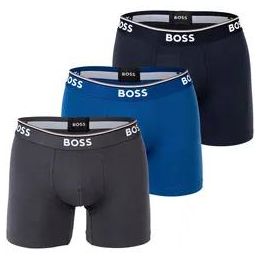 Boxershorts BOSS "Boxershort BoxerBr 3P Power 3er Pack", Herren, Gr. XL, blau, Obermaterial: 95% Baumwolle CO. 5% Elasthan EL., Unterhosen