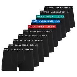 Jack & Jones Boxershorts JACK & JONES "Boxershort JACHUEY TRUNKS 5 PACK 10er Pack", Herren, Gr. M, bunt (schwarz, rot, blau, petrol, schwarz), Obermaterial: 95% Baumwolle CO. 5% Elasthan EL., Unterhosen