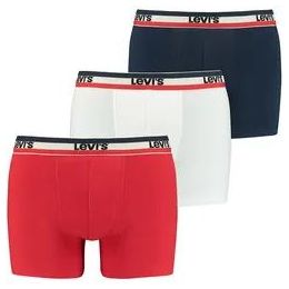 Levi's Boxershorts LEVI'S "Boxershort MEN SPRTSWR LOGO BOXER BRIEF 3P 3er Pack", Herren, Gr. L, bunt (wei&szlig;, blau, rot), Obermaterial: 95% Baumwolle CO. 5% Elasthan EL., Unterhosen