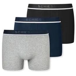 Boxershorts Schiesser "Boxershort 3er Pack", Herren, Gr. XXL, bunt (schwarz, blau, grau), Obermaterial: 95% Baumwolle CO. 5% Elasthan EL., Unterhosen