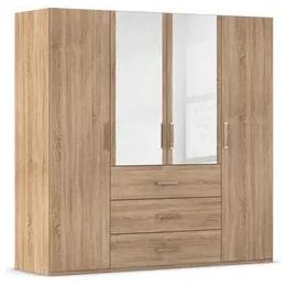 Dreht&uuml;renschrank Rauch "Kleiderschrank Schrank Garderobe Schlafzimmerschrank EVELYN", braun (eiche sonoma), B:201cm H:197cm T:61cm, Holzwerkstoff, Schr&auml;nke, Dreht&uuml;renschrank, in elegantem Stil mit Schubladen 3 Breiten und 2 H&ouml;hen MADE IN GERMANY