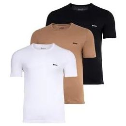 T-Shirt BOSS "T-Shirt T-Shirt RN 3P Classic 3er Pack", Damen, Gr. XXL, bunt (schwarz, wei&szlig;, hellbraun), Obermaterial: 100% Baumwolle CO., Shirts T-Shirt