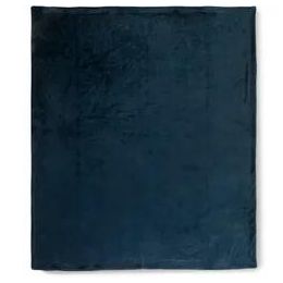 Plaid HIP "Uni", blau (dunkel blau), B:160cm L:180cm, Kunstfaser, Polyester, Softvelour, Wohndecken, Super Weich, Kuscheldecke, Wohndecke, 160x180 cm, Unifarben Dunkelblau