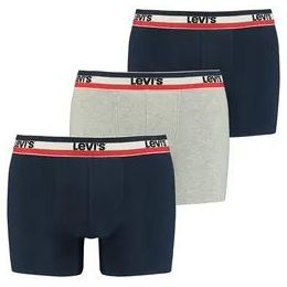 Levi's Boxershorts LEVI'S "Boxershort MEN SPRTSWR LOGO BOXER BRIEF 3P 3er Pack", Herren, Gr. XL, blau (marine, grau), Obermaterial: 95% Baumwolle CO. 5% Elasthan EL., Unterhosen
