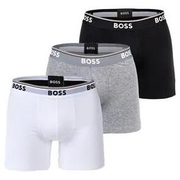 Boxershorts BOSS "Boxershort BoxerBr 3P Power 3er Pack", Herren, Gr. XL, bunt (wei&szlig;, grau, schwarz), Obermaterial: 95% Baumwolle CO. 5% Elasthan EL., Unterhosen