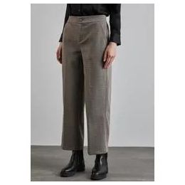 Culotte Street One, Damen, Gr. 44, L&auml;nge 28, braun (ashen maple beige), Stoff, 81% Polyester, 9% Viskose, 6% metallisierte Fasern, 4% Elasthan, kariert, comfort fit 7/8-L&auml;nge, Hosen Culotte, High Waist