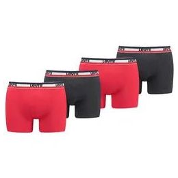 Levi's Boxershorts LEVI'S "Boxershort MEN SPRTSWR LOGO BOXER BRIEF ORG CO 4P ECOM 4er Pack", Herren, Gr. M, rot (rot, schwarz), Obermaterial: 95% Baumwolle CO. 5% Elasthan EL., Unterhosen
