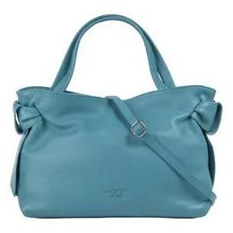 Henkeltasche Samantha Look, Damen, Gr. B/H/T: 33cm x 23cm x 12cm onesize, blau (hellblau), Leder, leicht gl&auml;nzend, unifarben, Taschen, echt Leder, Made in Italy