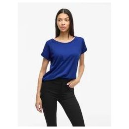 Rundhalsshirt Vila "VIDREAMERS NEW PURE T-SHIRT/SU-NOOS", Damen, Gr. M, blau (mazarine blau), Jersey, Obermaterial: 50% Baumwolle, 50% Polyester, unifarben, regular fit normal, Rundhals, Shirts Rundhalsshirt, Baumwollmischung, regular fit