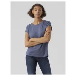 V&eacute;ro Moda Rundhalsshirt VERO MODA "VMAVA PLAIN SS TOP GAJRS NOOS", Damen, Gr. XS, blau (china blau), Jersey, Obermaterial: 95% Lyocell, 5% Elasthan, unifarben, regular fit normal, Rundhals, Shirts Rundhalsshirt, Materialmix, regular fit