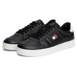 Tommy Hilfiger Sneaker TOMMY JEANS "TJM THE GREENWICH NEW ESS", Herren, Gr. 46, schwarz-wei&szlig; (schwarz, wei&szlig;), Leder, Textil, Schuhe Sneaker, Freizeitschuh, Halbschuh, Schn&uuml;rschuh im Basekt-Style