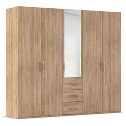Dreht&uuml;renschrank Rauch "Kleiderschrank Schrank Garderobe Schlafzimmerschrank EVELYN", braun (eiche sonoma), B:251cm H:223cm T:61cm, Holzwerkstoff, Schr&auml;nke, Dreht&uuml;renschrank, in elegantem Stil mit Schubladen 3 Breiten und 2 H&ouml;hen MADE IN GERMANY