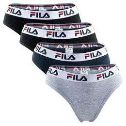 Slip Fila "Slip 4er Pack", Damen, Gr. XL, bunt (schwarz, grau, marine), Obermaterial: 95% Baumwolle CO. 5% Elasthan EL., Unterhosen Slip
