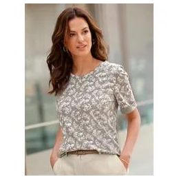 Print-Shirt Inspirationen "Print-Shirt", Damen, Gr. 40, braun (schlamm, bedruckt), 50% Baumwolle, 50% Modal, bedruckt, gebl&uuml;mt, gemustert, mehrfarbig, Rundhals, Shirts
