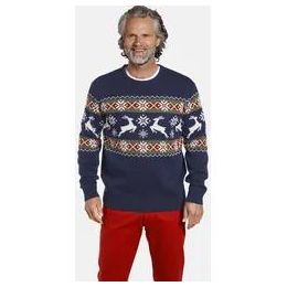 Rundhalspullover Jan Vanderstorm "Pullover TORE", Herren, Gr. XXXL, bunt (dunkelblau gemustert), Obermaterial: 50% Baumwolle CO. 50% Polyacryl PAN., gemustert, normal, Rundhals, Pullover Rundhalspullover