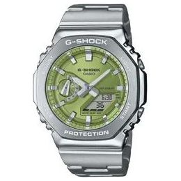 Chronograph Casio G-SHOCK, silber (silberfarben, lindgr&uuml;n), Armbanduhren, Damen, Chronograph, Quarzuhr Armbanduhr,Herren,digital,bis 20bar wasserd.,Edelstahlarmband