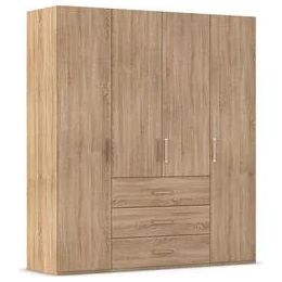 Dreht&uuml;renschrank Rauch "Kleiderschrank Schrank Garderobe Schlafzimmerschrank EVELYN", braun (eiche sonoma), B:201cm H:223cm T:60cm, Holzwerkstoff, Schr&auml;nke, Dreht&uuml;renschrank, in elegantem Stil mit Schubladen 3 Breiten und 2 H&ouml;hen MADE IN GERMANY