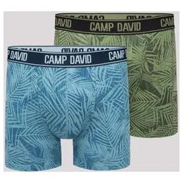 Boxershorts CAMP DAVID "Set:", Herren, Gr. L, 2 Stk., bunt (khaki, sky blau), Material: 95% Baumwolle, 5% Elasthan, bedruckt, Unterhosen, mit All Over Print