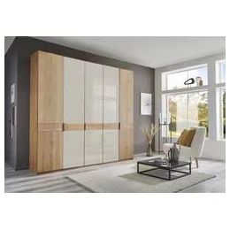 Kleiderschrank Wiemann "Cardiff, Massivholzt&uuml;ren in Kombination mit Glas- oder Spiegelt&uuml;ren", beige (glas champagner), B:246,3cm H:216cm T:58cm, Floatglas, Hartfaserplatte, Holzwerkstoff, Massivholz, Schr&auml;nke, Kleiderschrank, hochwertiges Design in langlebiger Qualit&auml;t, viel Stauraum
