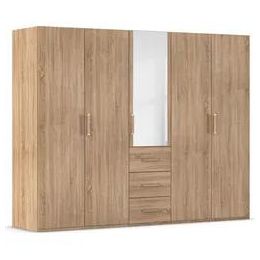 Dreht&uuml;renschrank Rauch "Kleiderschrank Schrank Garderobe Schlafzimmerschrank EVELYN", braun (eiche sonoma), B:251cm H:197cm T:61cm, Holzwerkstoff, Schr&auml;nke, Dreht&uuml;renschrank, in elegantem Stil mit Schubladen 3 Breiten und 2 H&ouml;hen MADE IN GERMANY