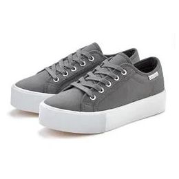 Sneaker Lascana, Damen, Gr. 38, grau (anthrazit), Obermaterial: 100% Textilmaterial. Decksohle: 100% Textilmaterial. Futter: 100% Textilmaterial. Laufsohle: 100% Synthetik, unifarben, Schuhe Sneaker, Schn&uuml;rhalbschuh, Freizeitschuh aus Textil mit Plateausohle, Topseller